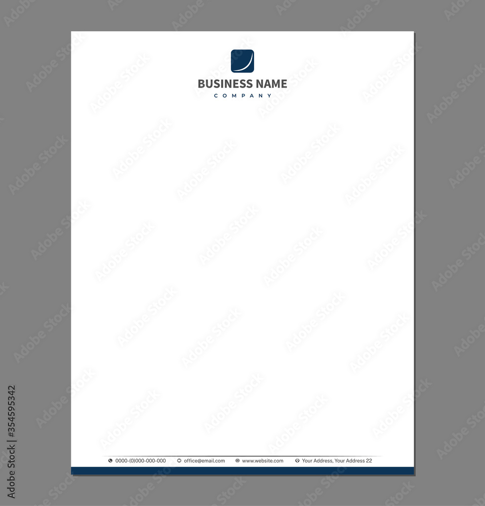 Blank Letterhead Template for Print with Square Logo Stock Vector ...