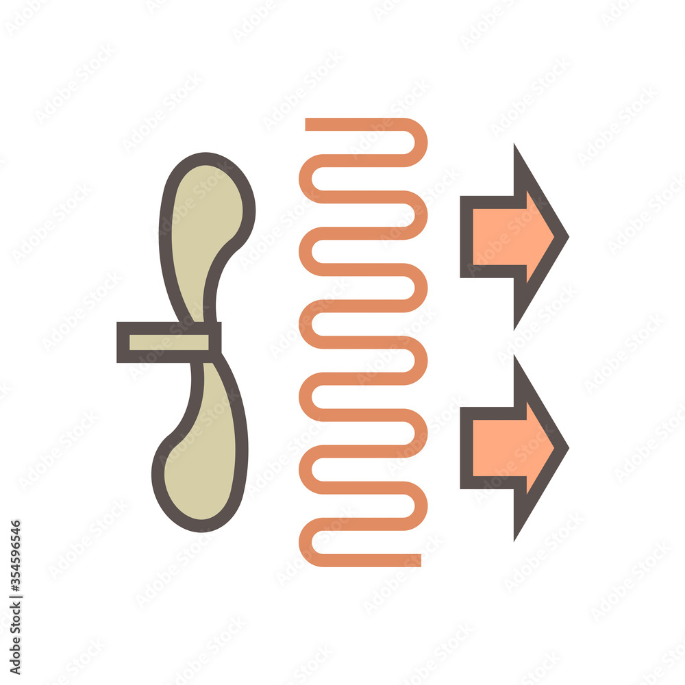 Condenser coil vector icon consist of copper or aluminium tubes, fan ...