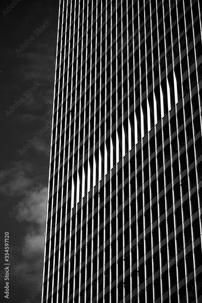 Black and white architecture structure of an high rise apartment ...