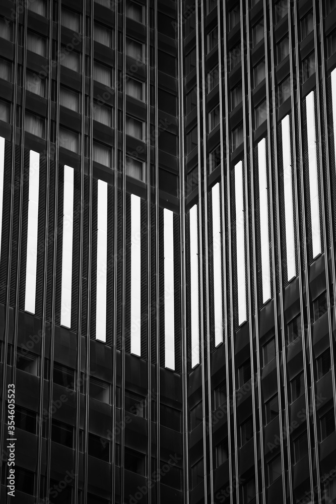 Black and white architecture structure of an high rise apartment ...