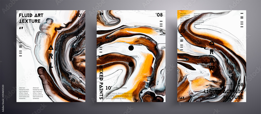 Abstract liquid poster, fluid art vector texture pack. Trendy ...