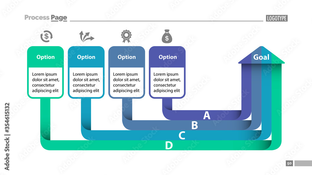 Four options diagram slide template. Business data. Creative concept ...