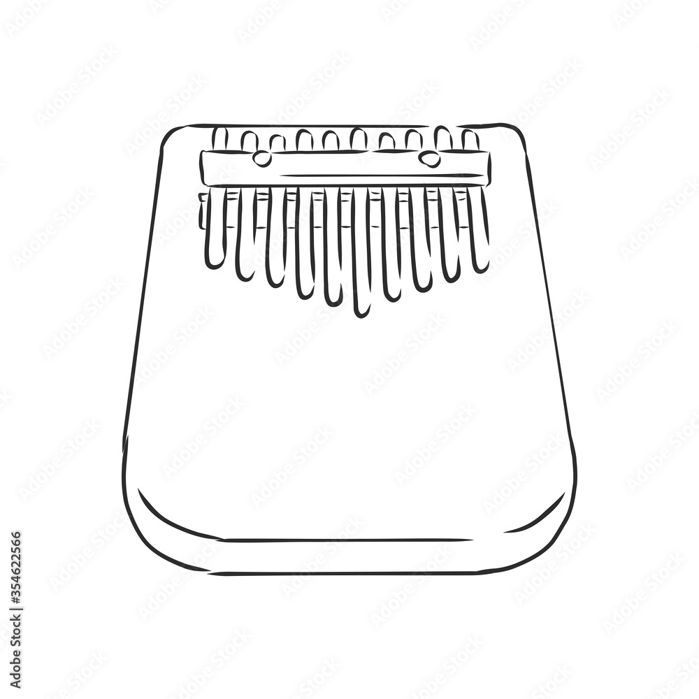 Thump piano or kalimba Mbira or thumb piano isolated on white vector ...