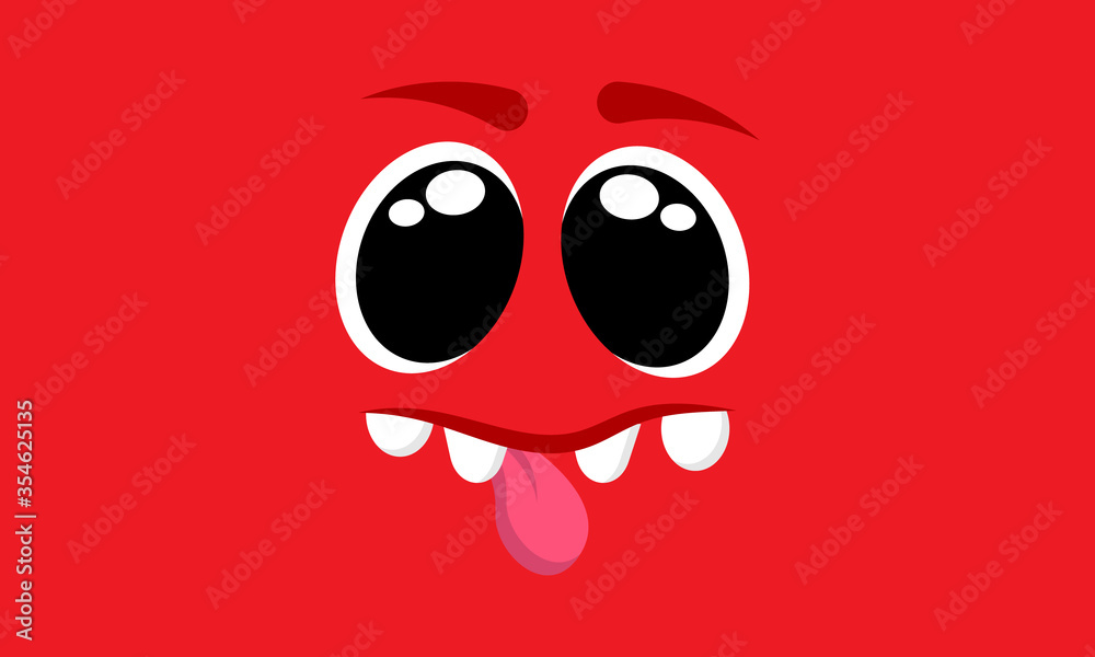 Cartoon monster face,green color.Vector illustration isolated on white ...