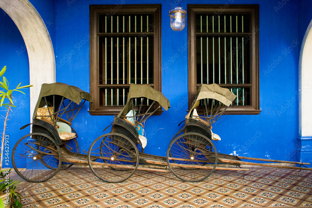 old rickshaw, in The Blue Mansion in George Town, Penang, Malaysia ...