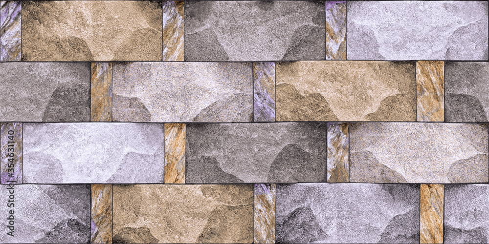 Seamless 3D Stone wall elevation for background. Stock Illustration ...