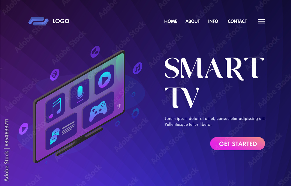 Smart TV 4K, FullHD UI UX vector web template for website header ...