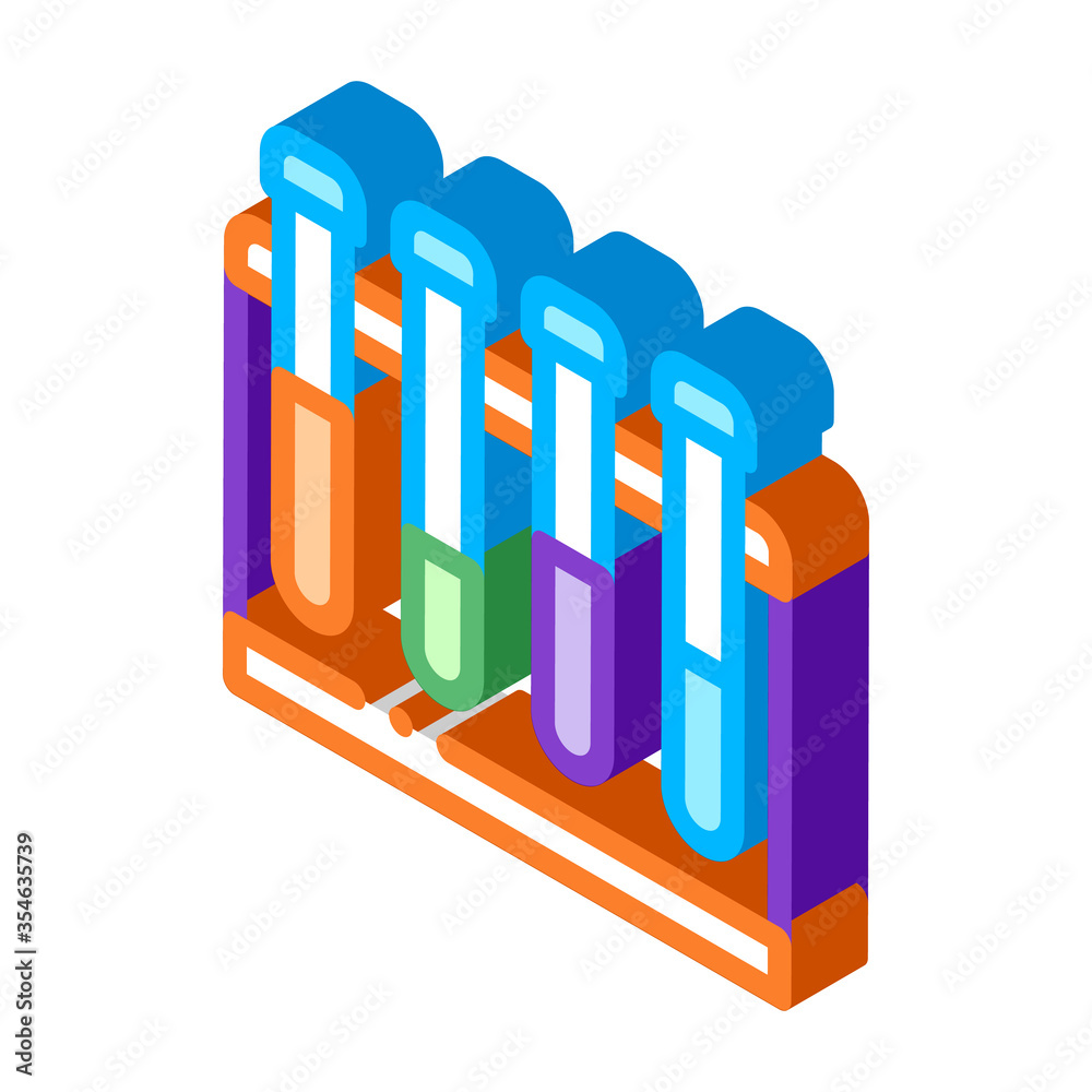 Glass Test Tubes On Tube Rack Biomaterial vector isometric sign. color ...