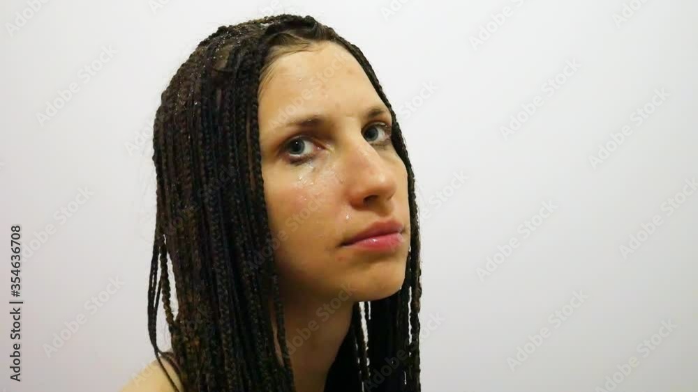A portrait of a beautiful braids girl with a tear stained face Stock ...