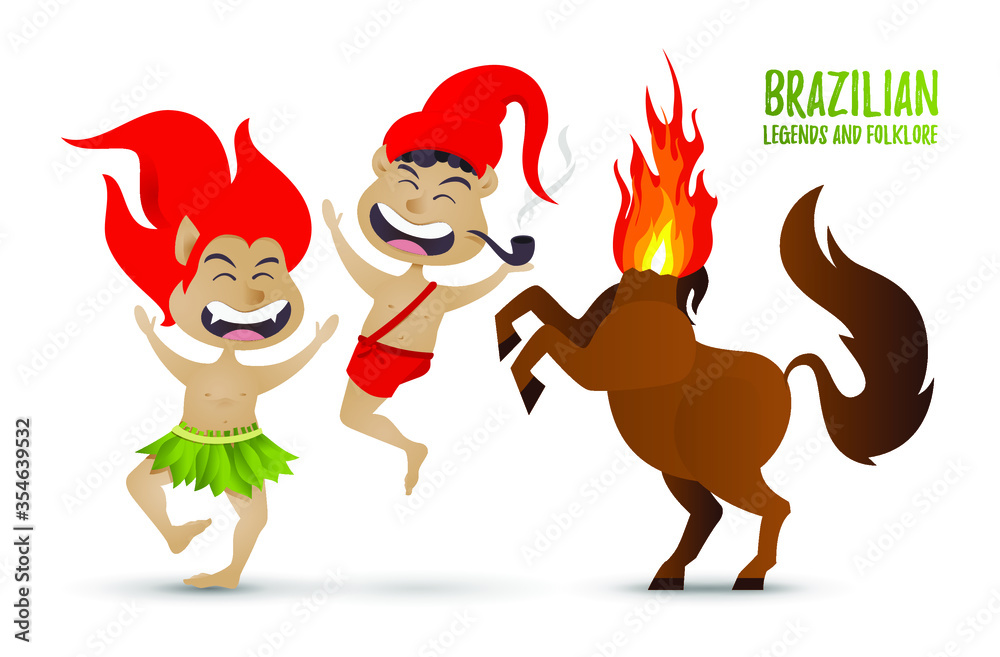 vector illustration the character of Brazilian legends and folklore ...