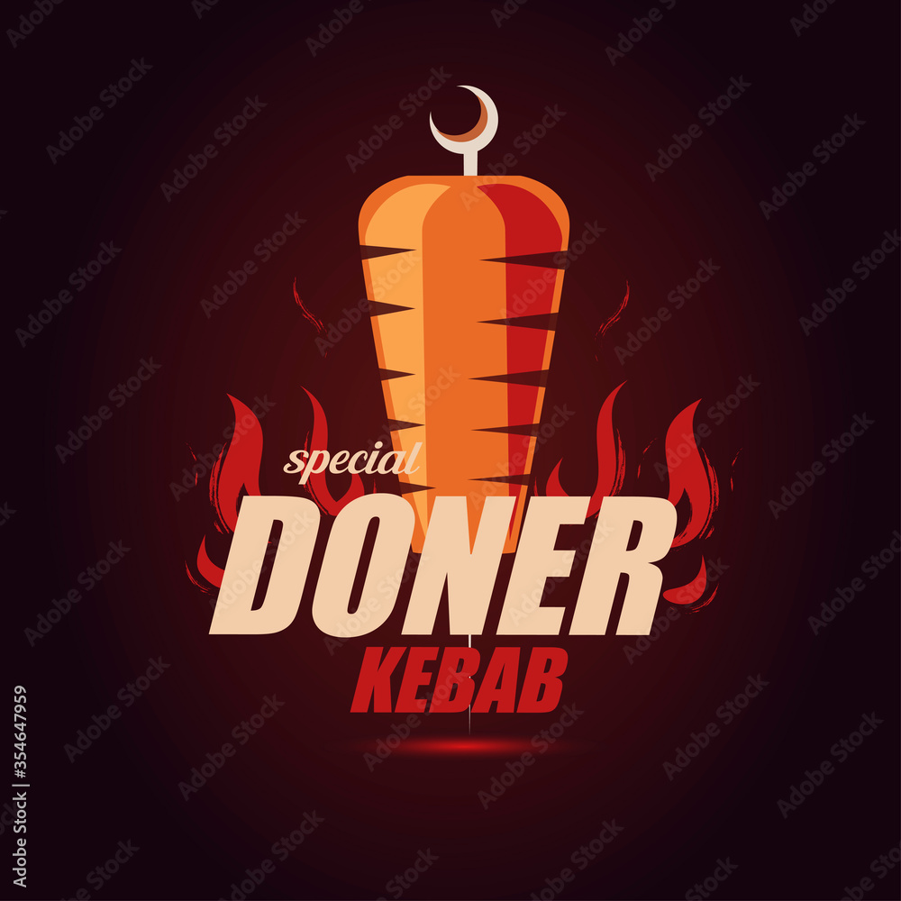 doner kebab emblem template, stylized vector symbol Stock Vector ...