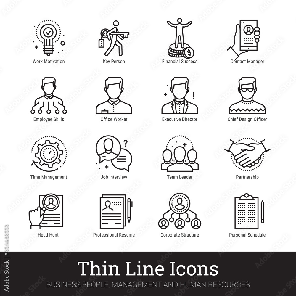 Business people, human resources thin line icons. Modern linear logo ...