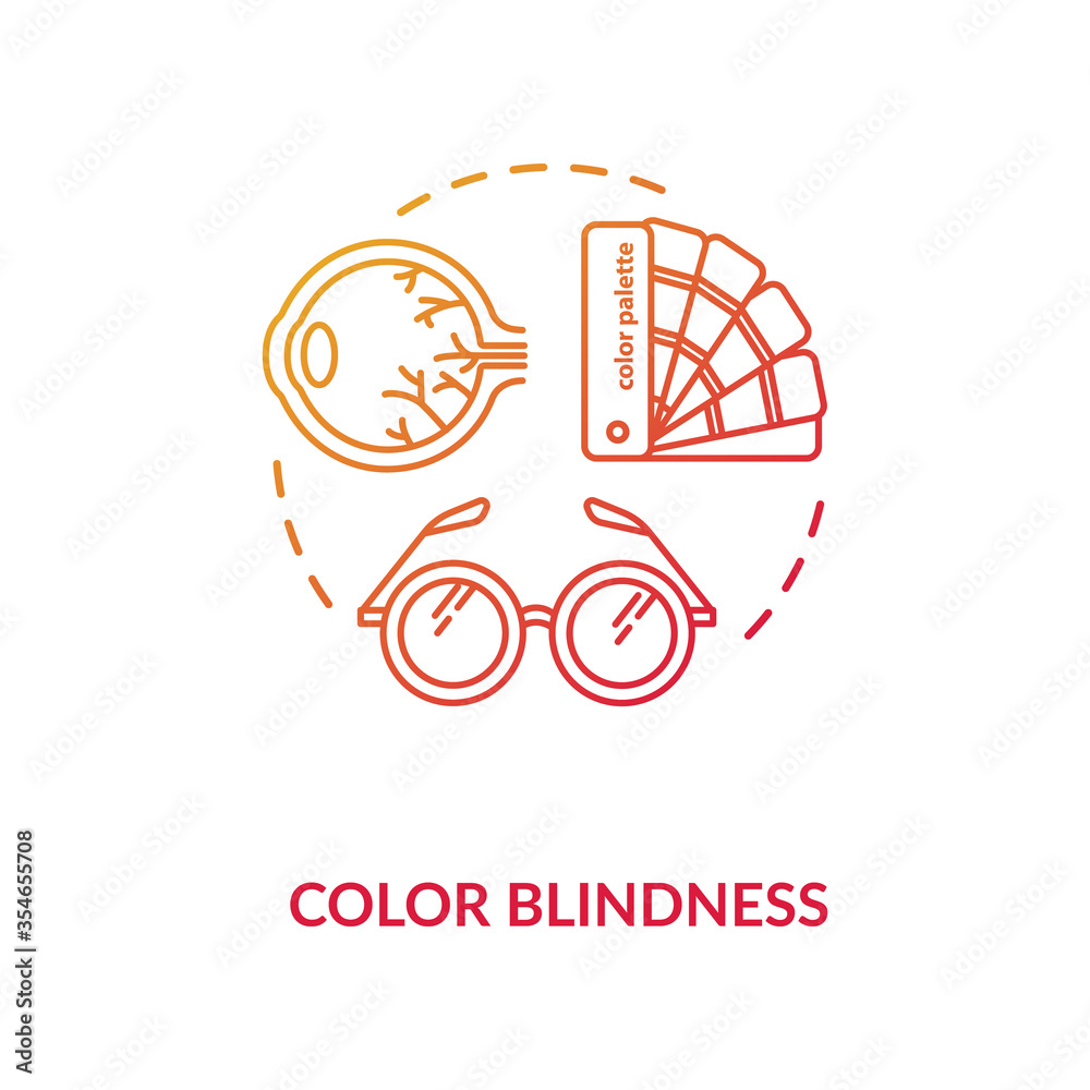 Color blindness concept icon. Common mens problem, genetic eye ...