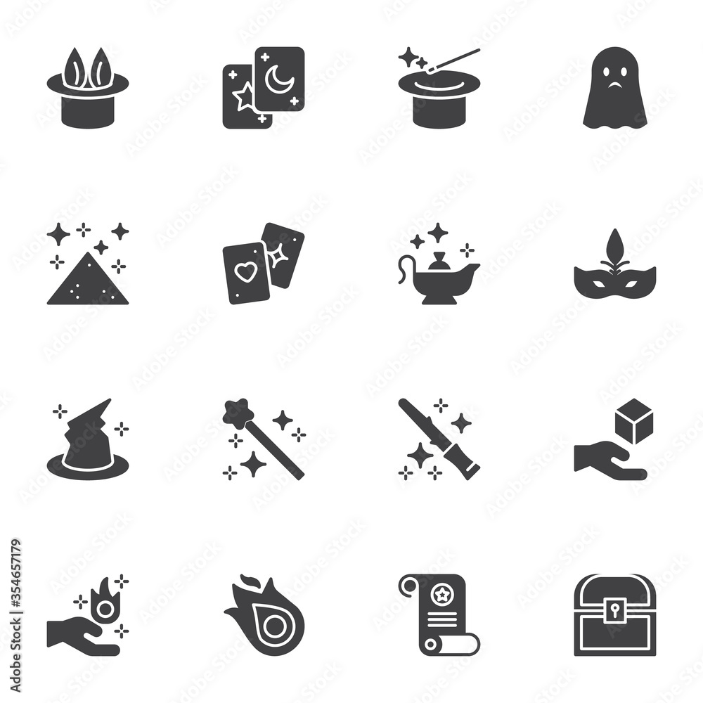 Magic related vector icons set, modern solid symbol collection, filled ...