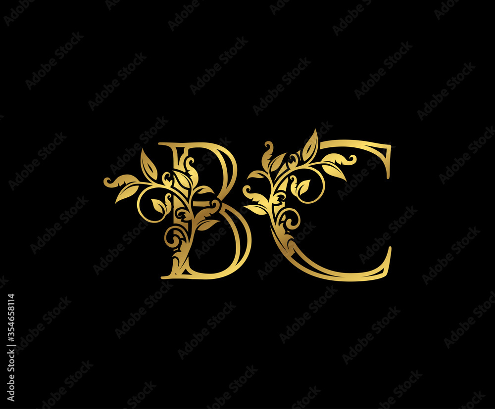 Luxury Gold letter B, C and BC Vintage decorative ornament letter stamp ...