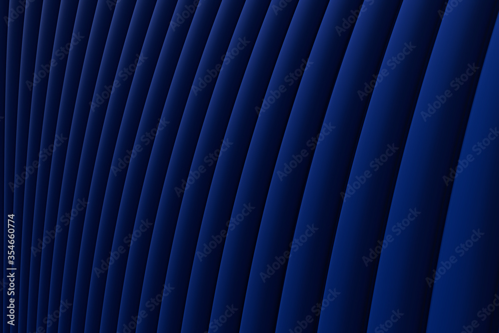 3d rendering, Abstract wall wave architecture blue luxury background ...