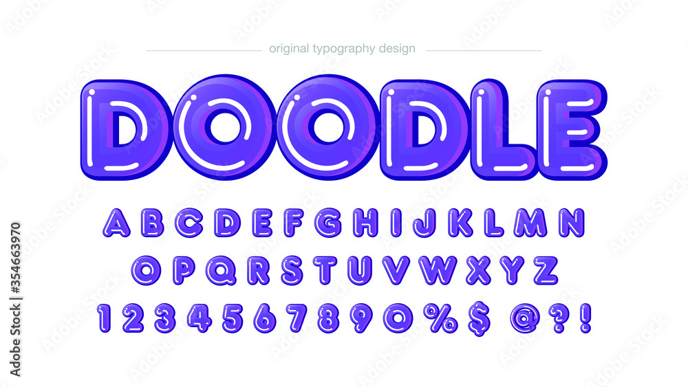 Purple Rounded 3D Bubble Text Effect Stock Vector | Adobe Stock