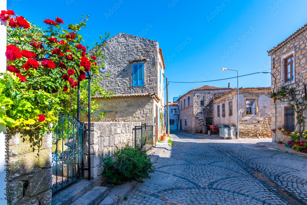 Alacati street view in Alacati Town. Alacati is populer historical ...
