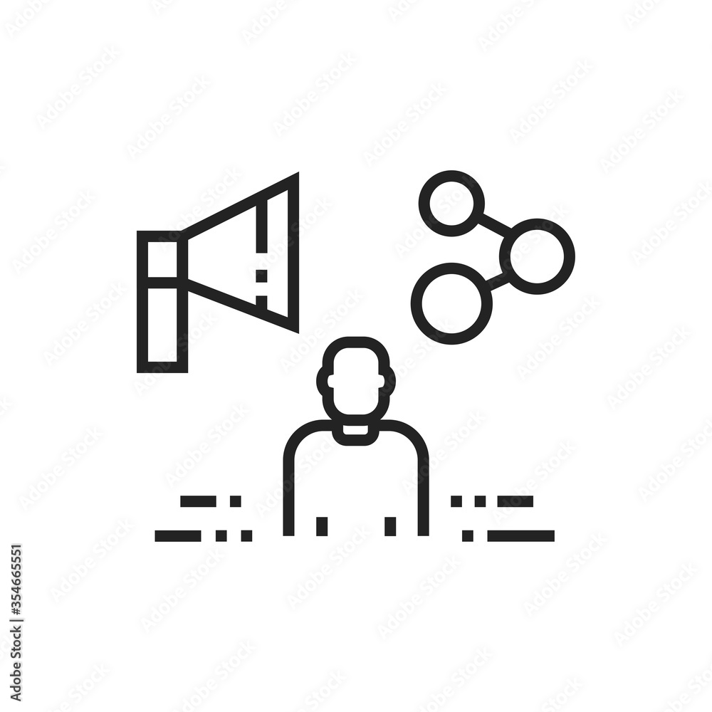 Distribution channels black line icon. Social medial and promotion ...