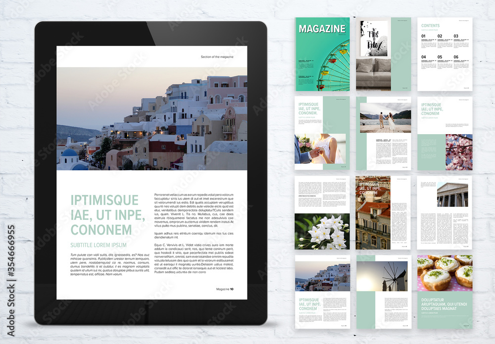 Fresh Digital Magazine Layout with Mint Accents Stock Template | Adobe ...