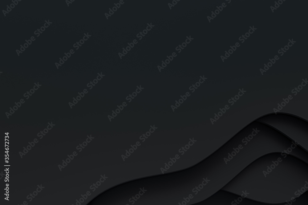 3D Rendering, Abstract Black paper cut art background design for ...