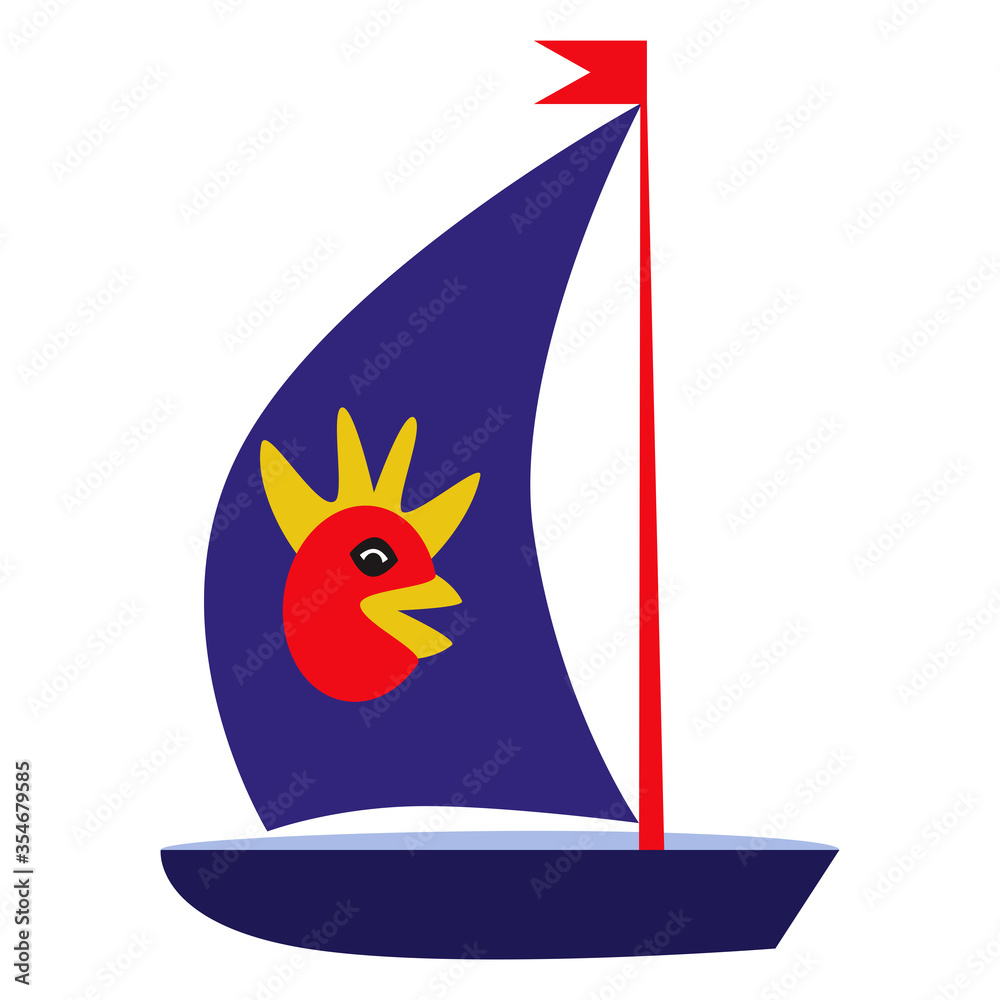 Vector cartoon illustration boat on white backgronnd. Stock Vector ...