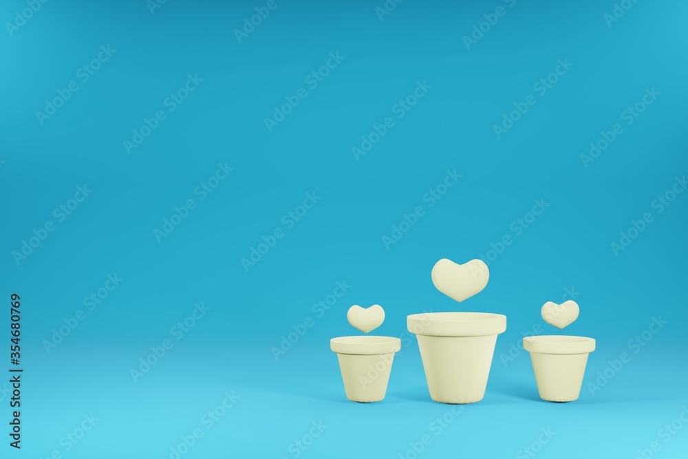 Pink growing hearts and pots purple measurement and analysis. Valentine ...