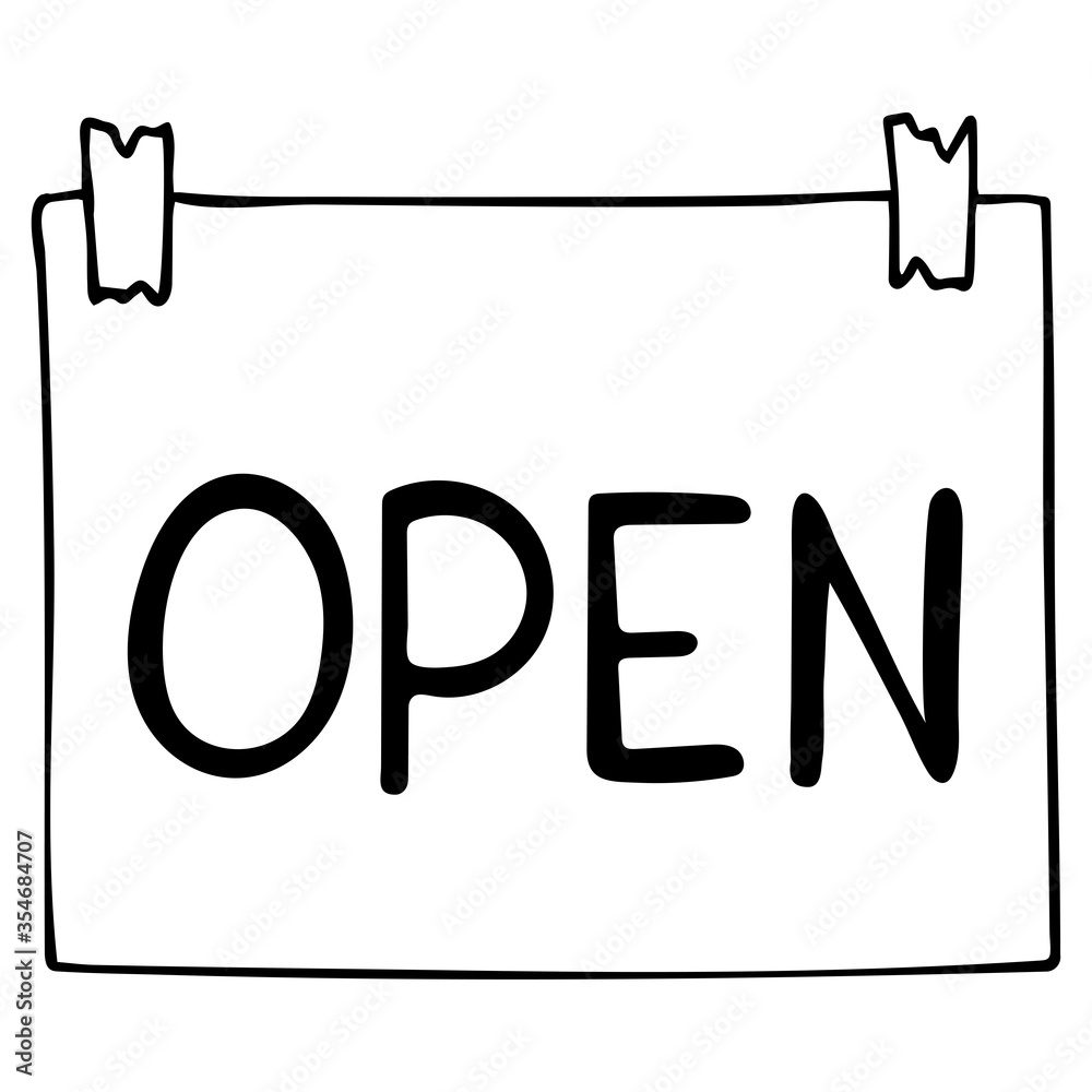 Vector illustration. Сute advertisement about opening isolated on white ...