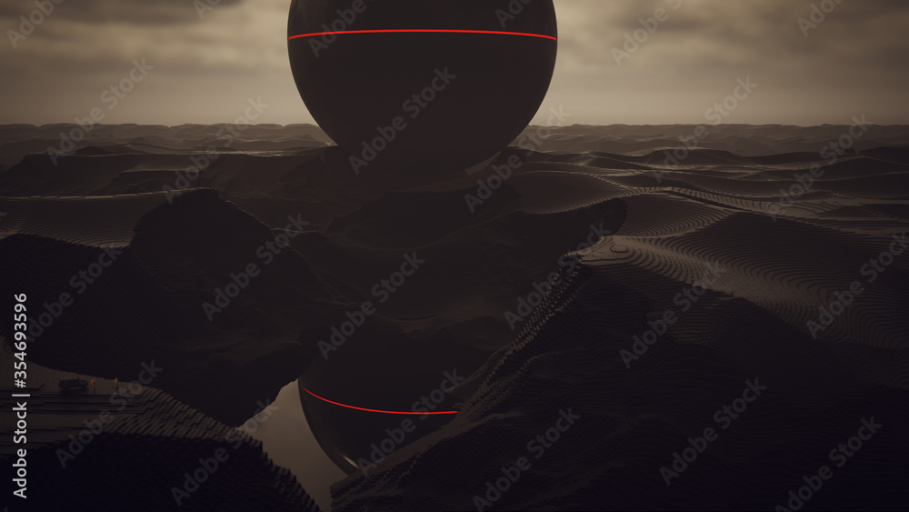 Giant Alien Sphere Black Geometric Abstract Cube Windswept Canyon ...
