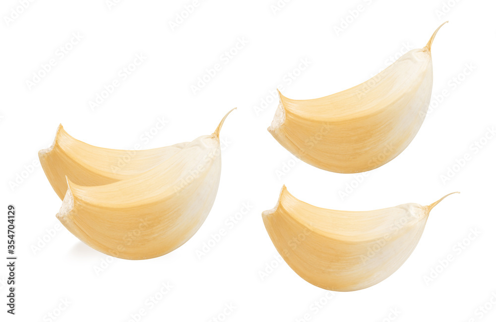 yellow clove of garlic isolated on white. real color, color for design ...