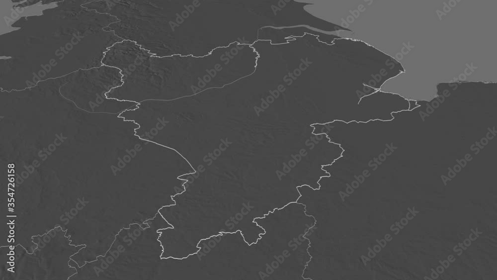 East Midlands, region with its capital, zoomed and extruded on the ...