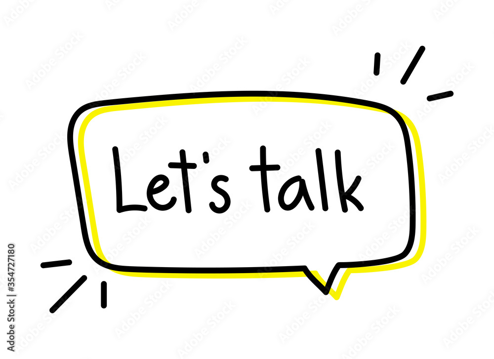 Let's talk. Handwritten lettering illustration. Black vector text in ...