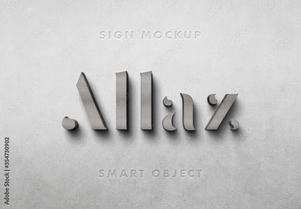 3D Concrete Logo Sign Mockup on Concrete Wall Stock Template | Adobe Stock