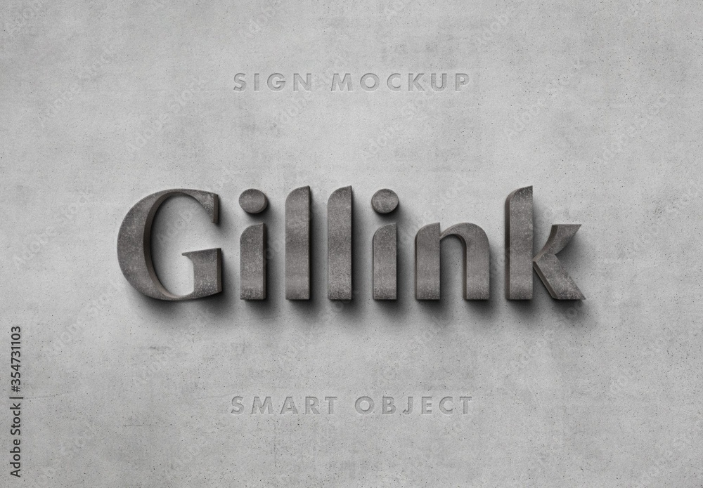 3D Concrete Logo Sign Mockup on Wall Stock Template | Adobe Stock