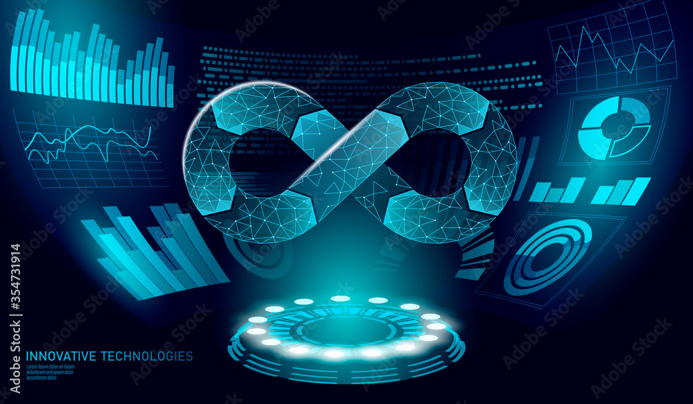 Devops software development operations infinity symbol. Programmer ...