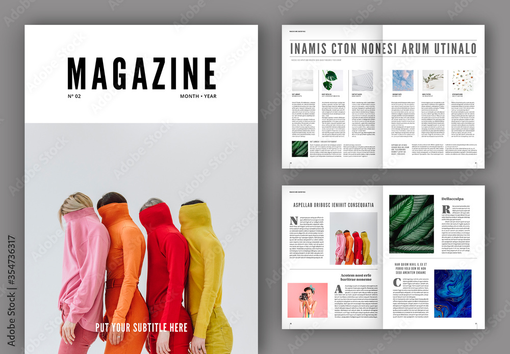 Minimalist Magazine Layout Stock Template | Adobe Stock