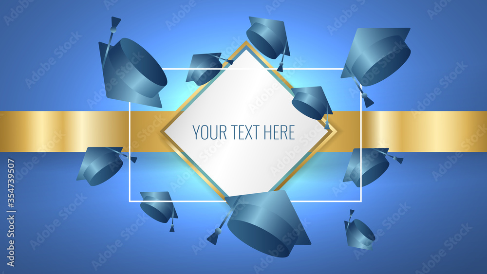 Class of bright blue gradient background. Thrown up education academic ...