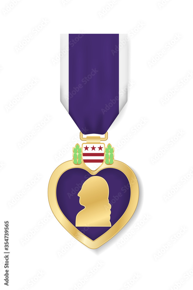 Purple Heart Day poster design, banner, USA greeting card. Badge of ...