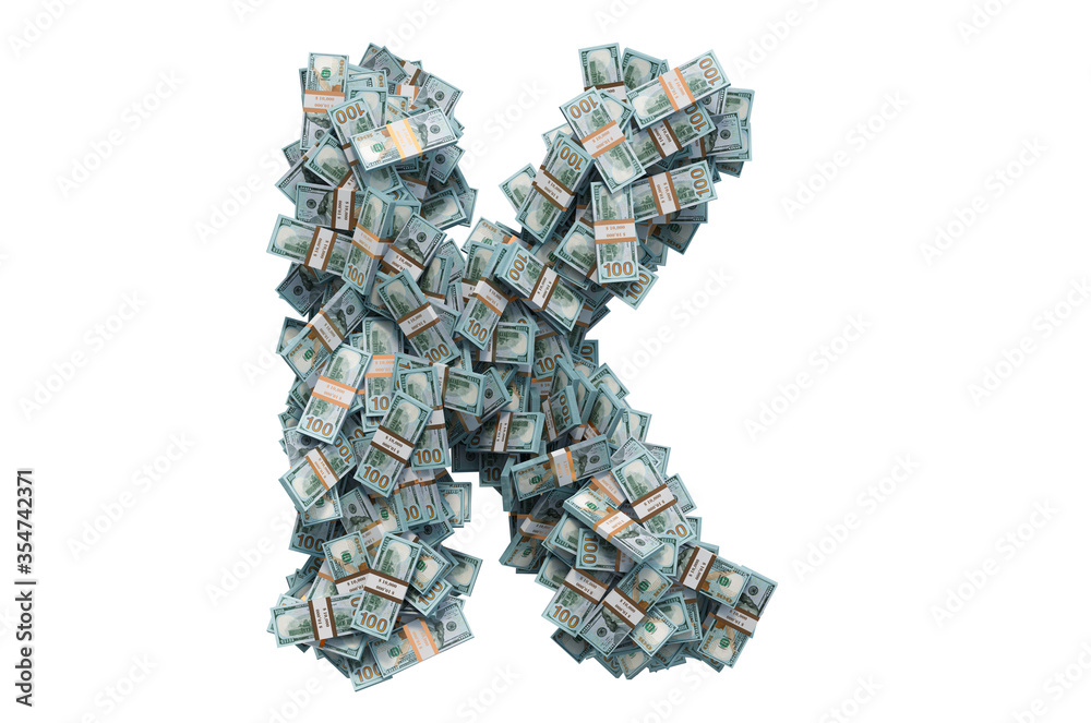 Letter K from dollar packs. 3D rendering Stock Illustration | Adobe Stock