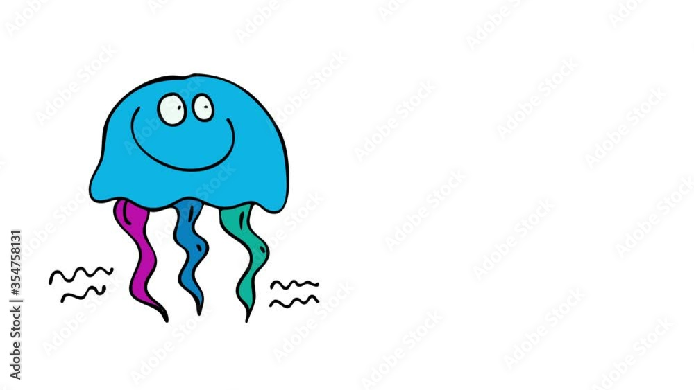 school poster with the drawing of a blue jellyfish made for science ...