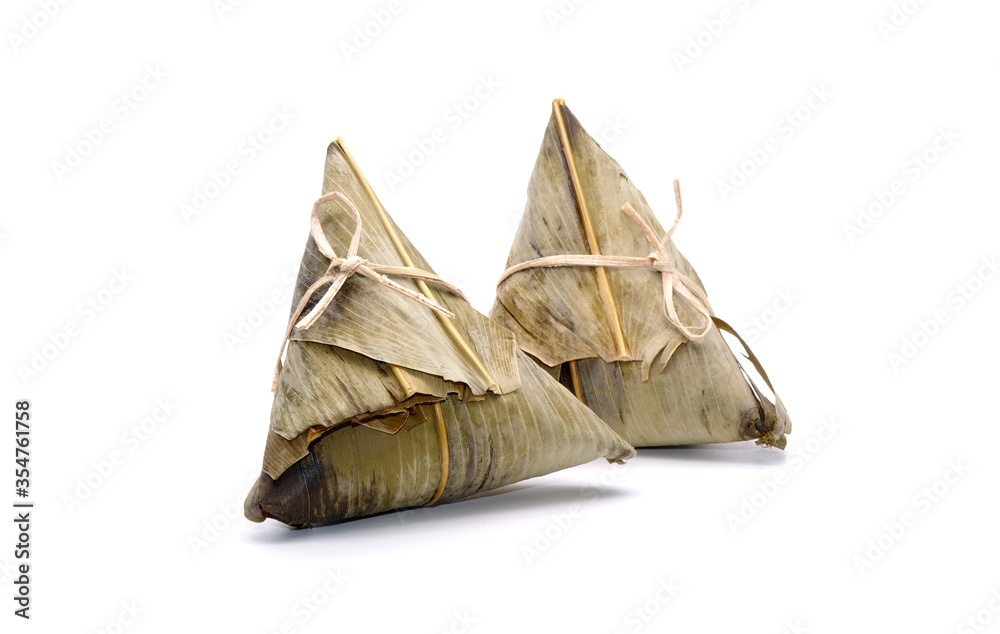 Sticky rice dumpling or Zongzi (Pyramid-shaped dumpling made by ...