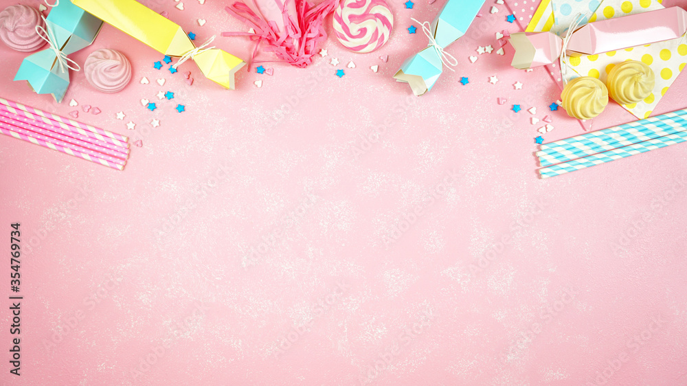 Happy birthday party pastel colors theme modern creative layout flat ...