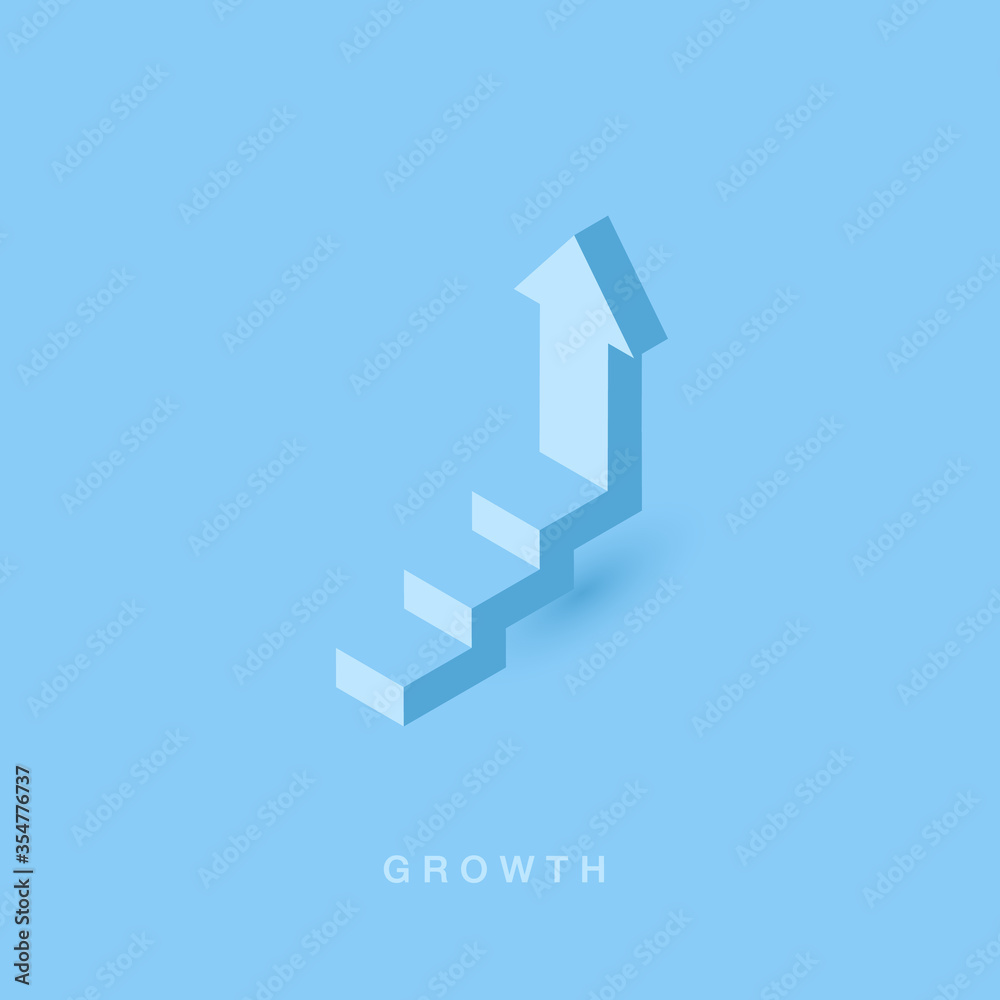 Growth or increase design concept. Step as staircase growing up to ...