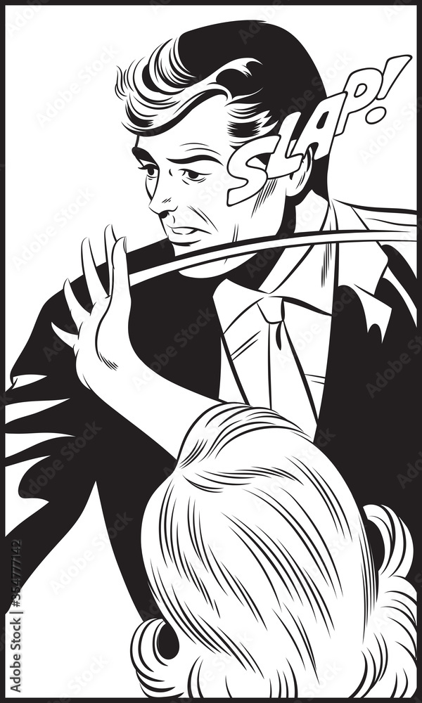 Pop Art Illustration of a woman slapping a man Stock Illustration ...