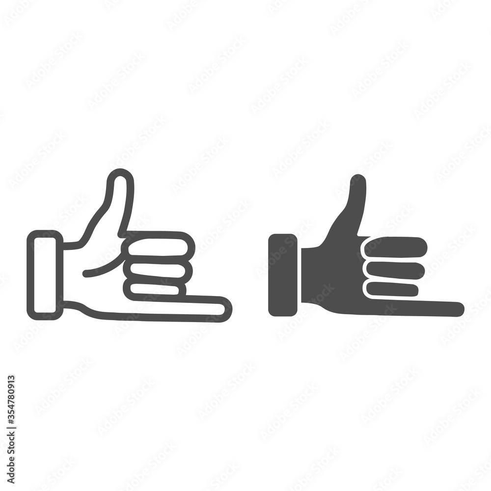 Promise hand gesture line and solid icon, gestures concept, fist with ...