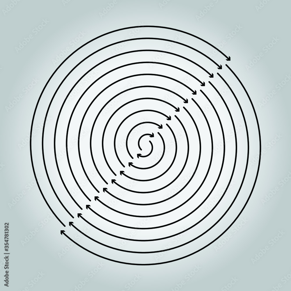 Abstract black lines with arrow head in round form. Vector illustration ...