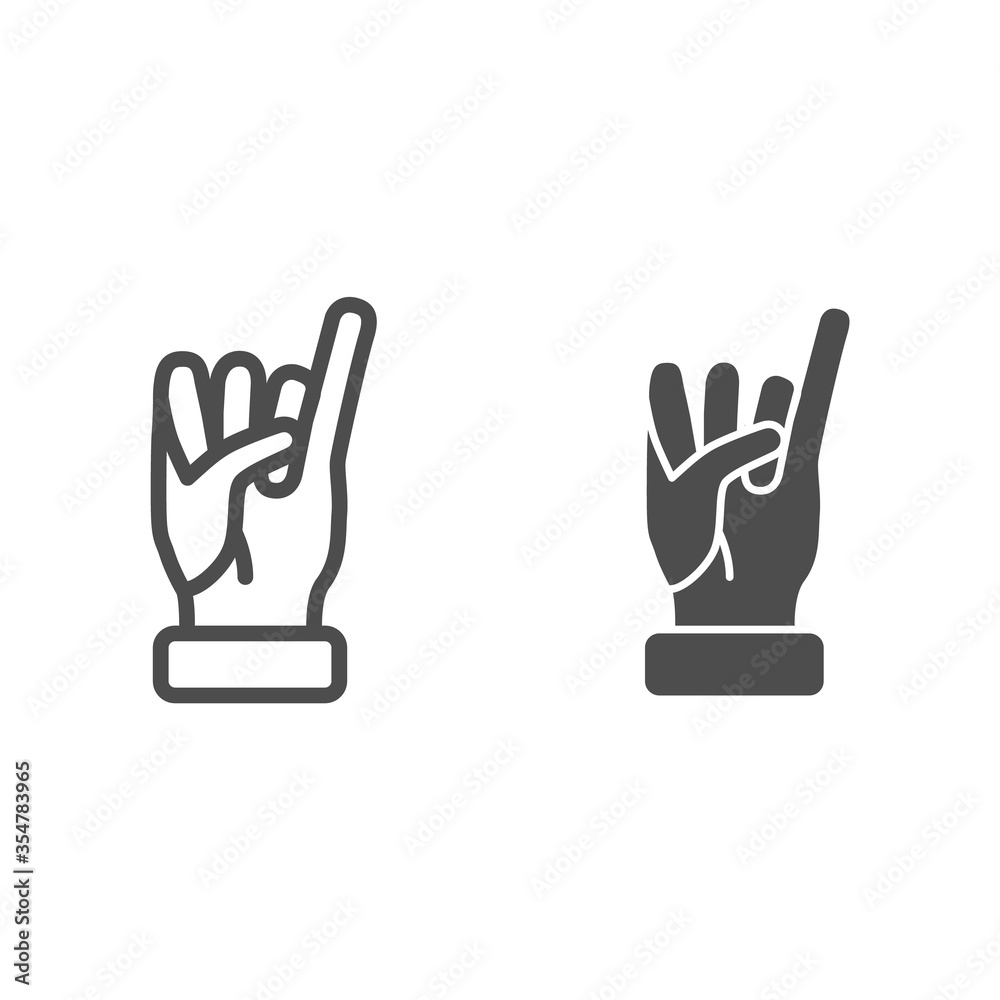 Little finger of human hand raised up line and solid icon, gestures ...