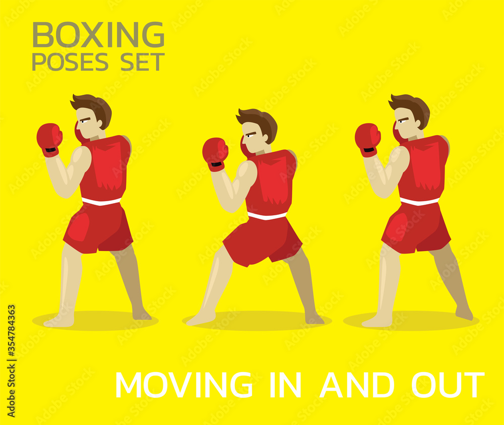 Moving in and out Manga Boxing Poses Set Man Cartoon Vector ...