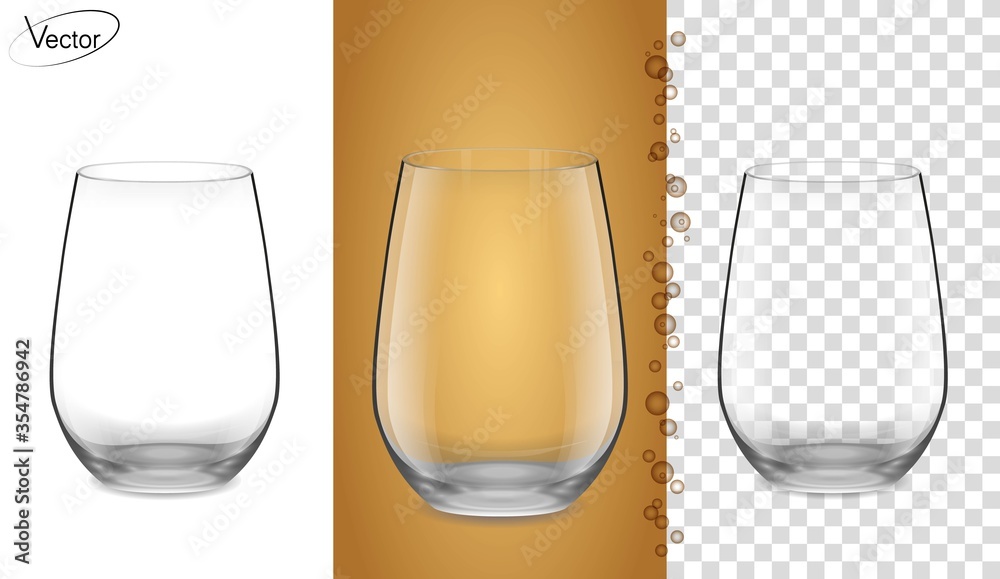 Tableware for drinks made of glass. Empty glass on a transparent ...