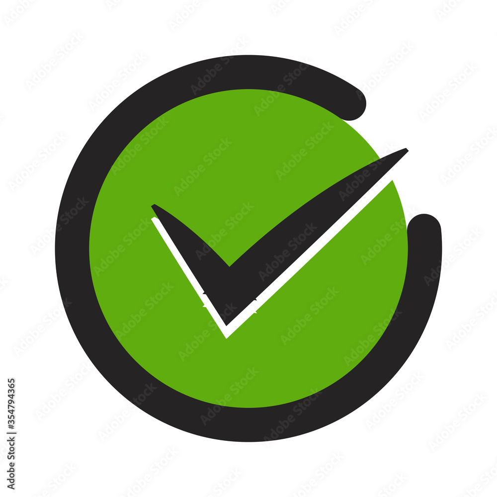 Green tick confirm or Checkmark flat icons for apps and websites Stock ...